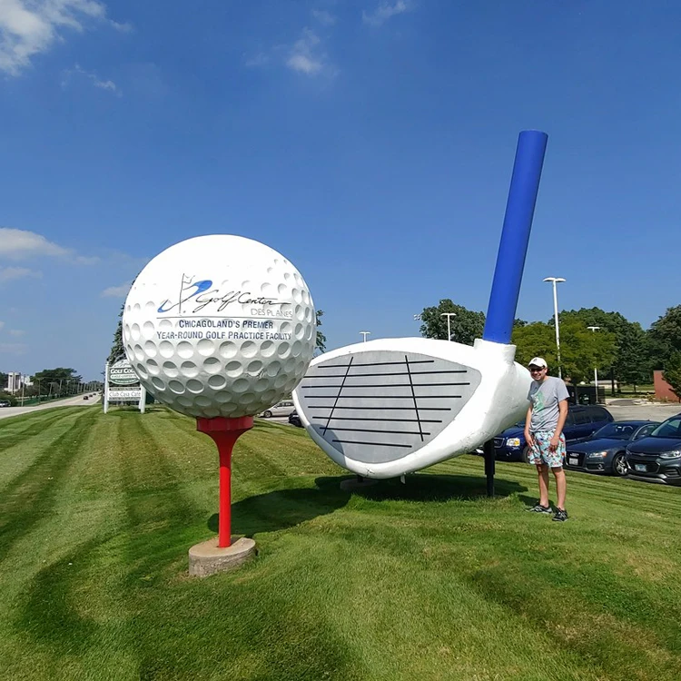 Giant Decorative Resin Golf Ball Sculpture - Perfect for Gardens