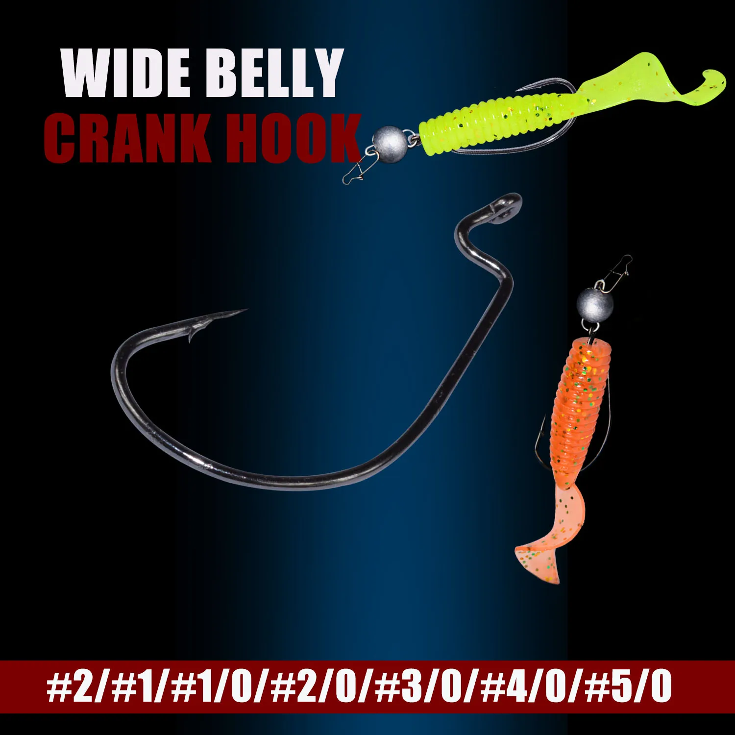 Wholesale Wide Belly Crank Hook Soft Lure Fishing #2;#1;#1/0;#2/0;#3/0 ...