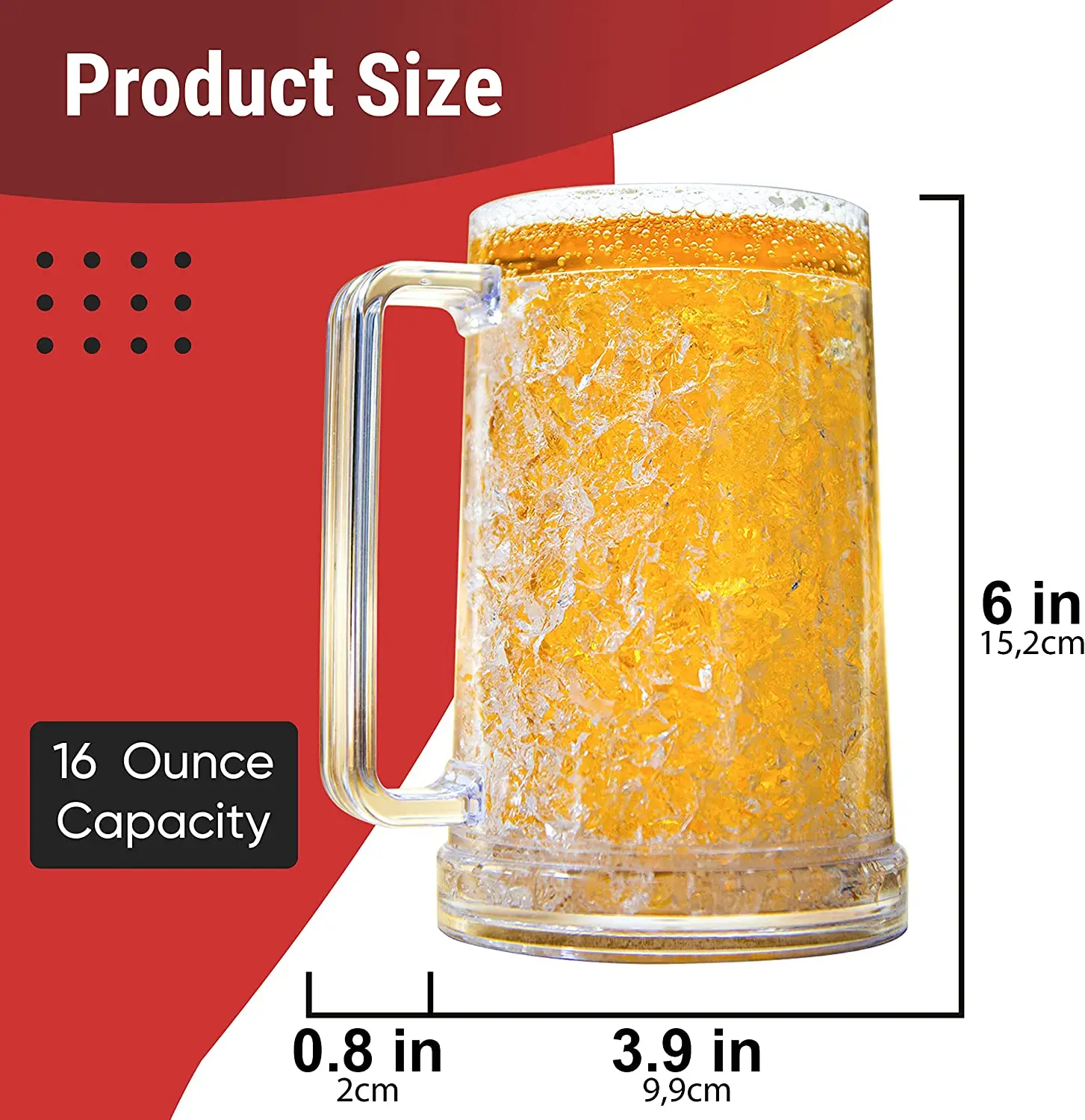 Transparent Freezer Beer Mug - 480ML High Borosilicate Glass