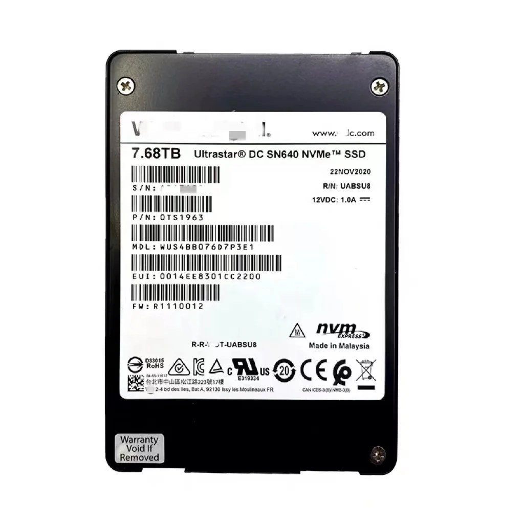 Sn640 7.68tb Ssd Wus4bb076d7p3e3 / 0ts1930 Nvme G3 0.8 Dwpd 7mm Ise 2 ...
