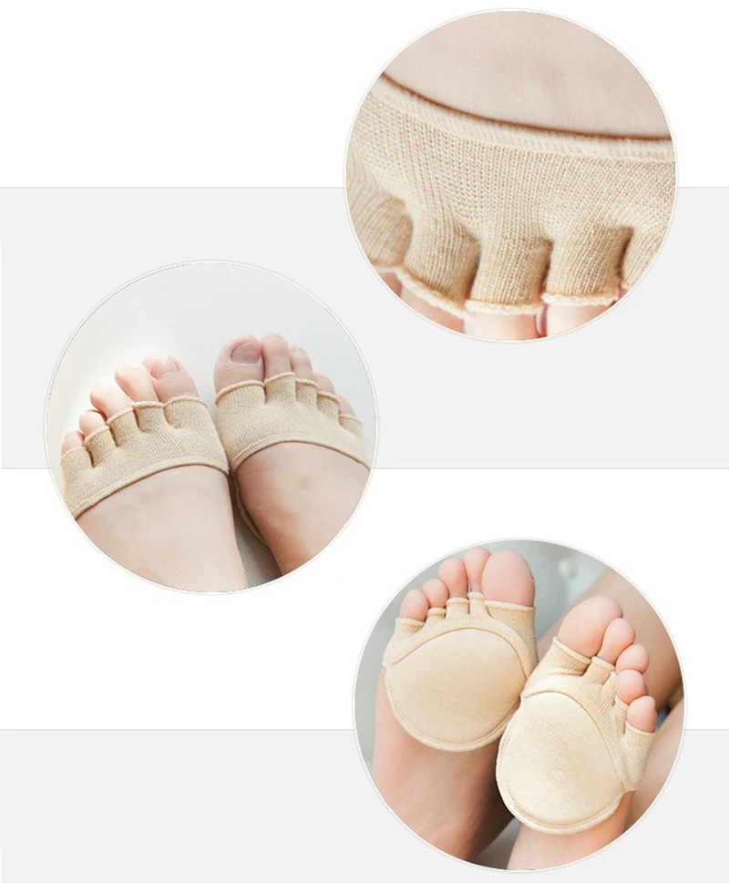 Summer 5 Toe Open Toeclose Toe Half Socks With Pad For Women High ...