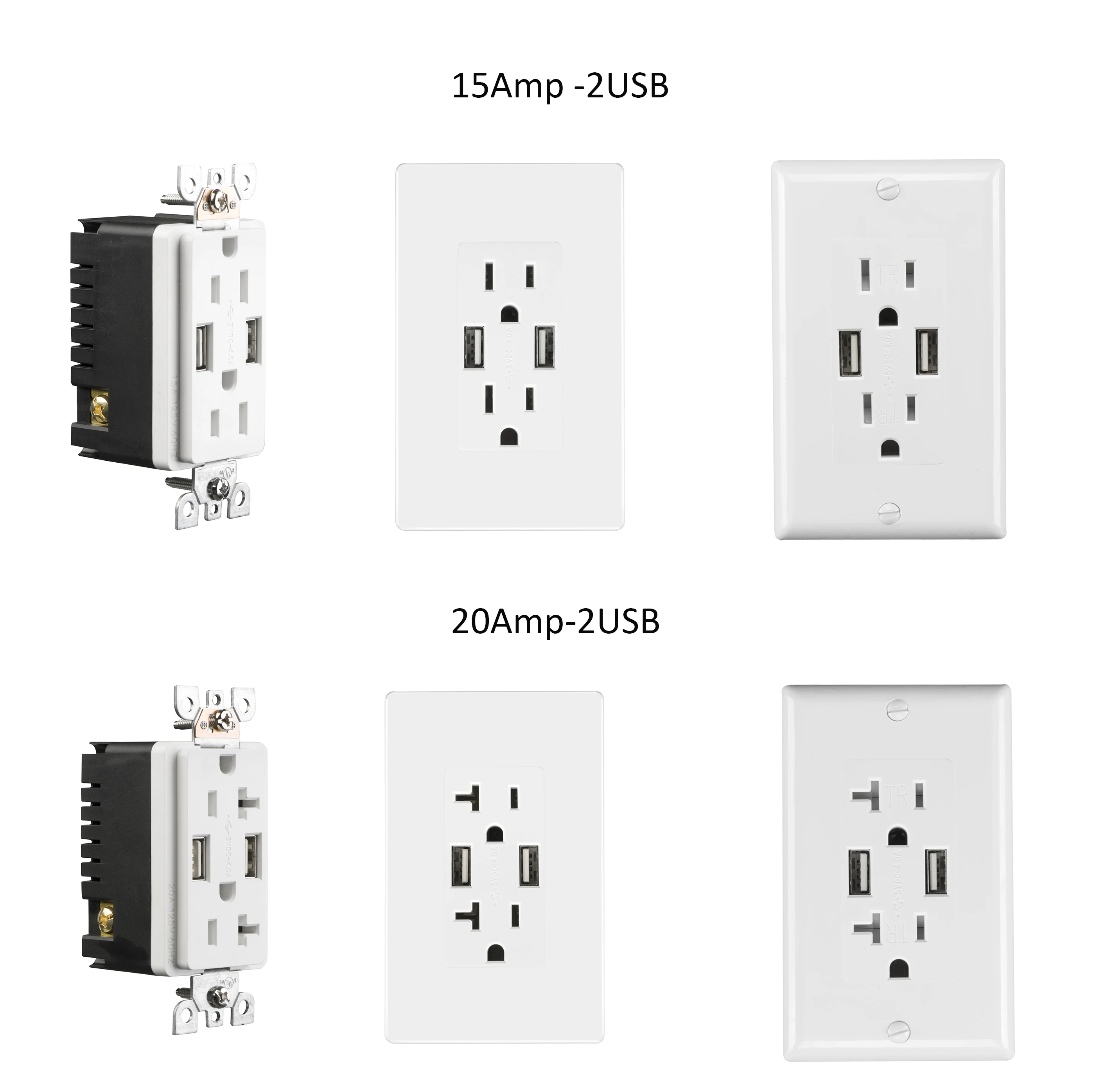 USB Wall Socket Outlet Plug Cover Socket Electrical Outlet with 2 USB ...
