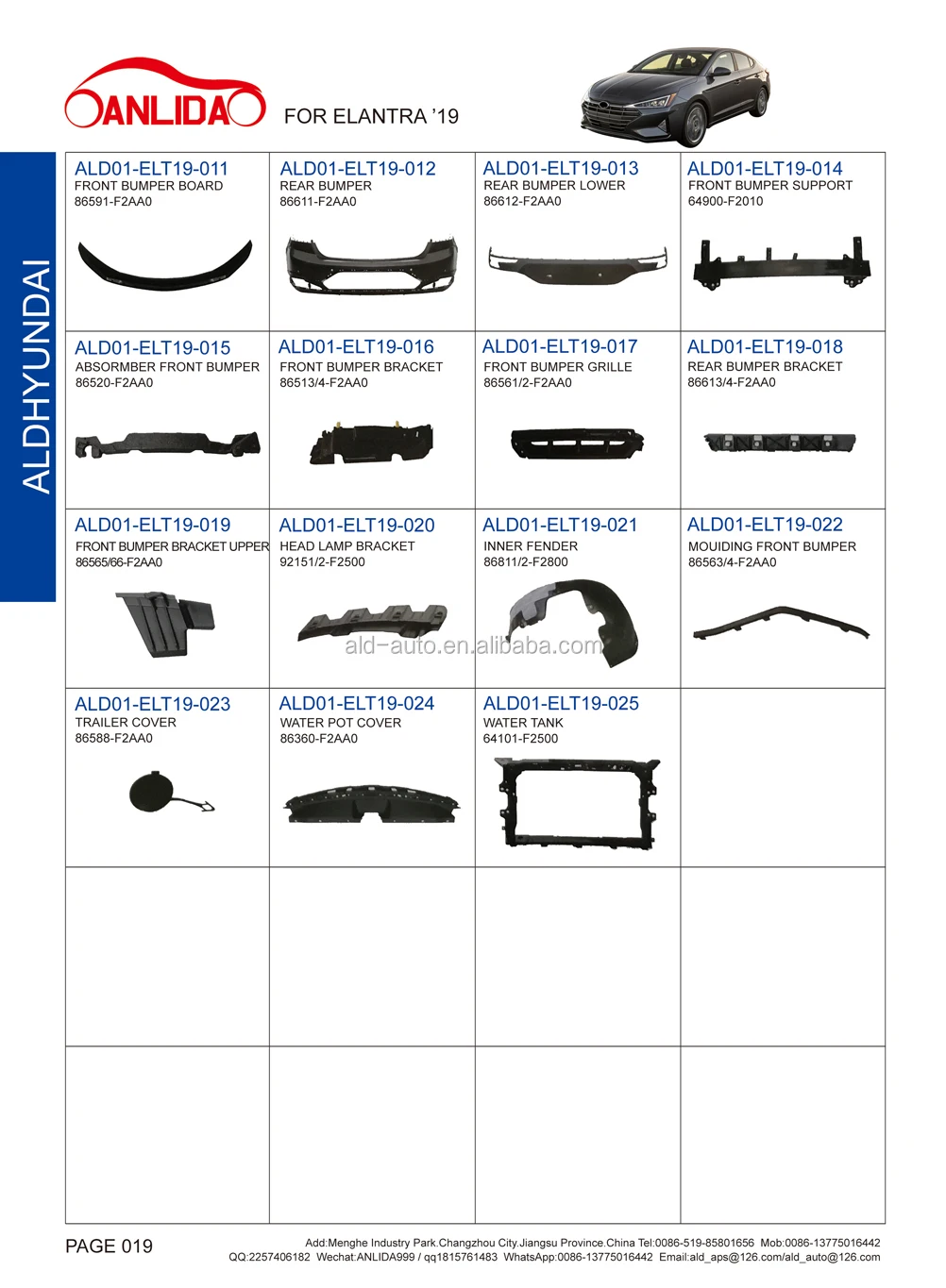 86561-F2AA0 86562-F2AA0 for ELANTRA 2019 Bumper Grille Meshwork