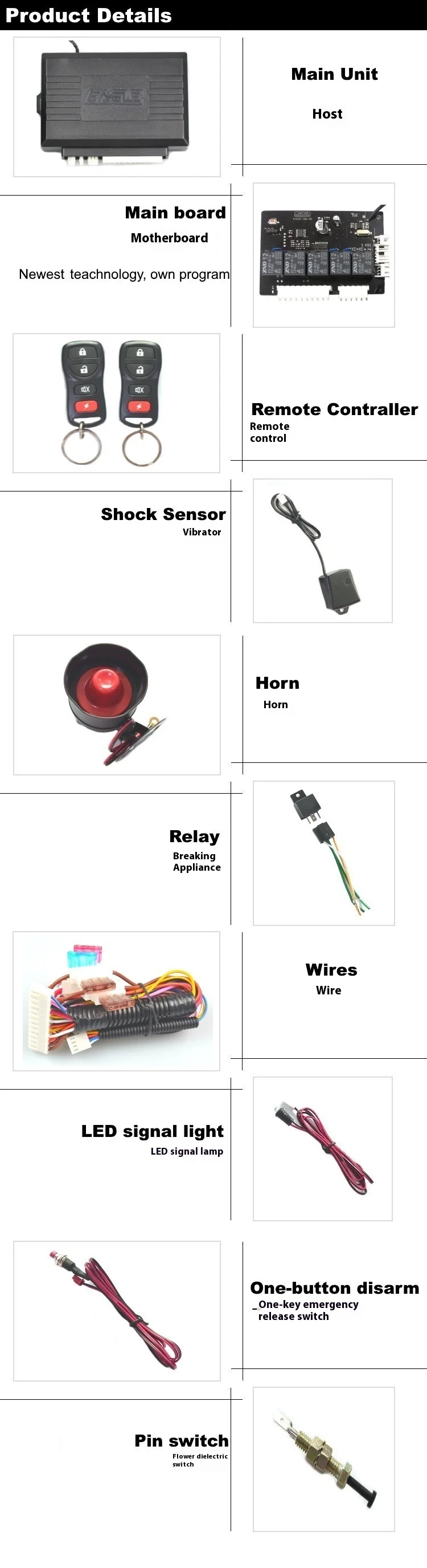 Eagle Car Alarm System Octopus 12V Security Kit Vehicle Anti- Theft ...