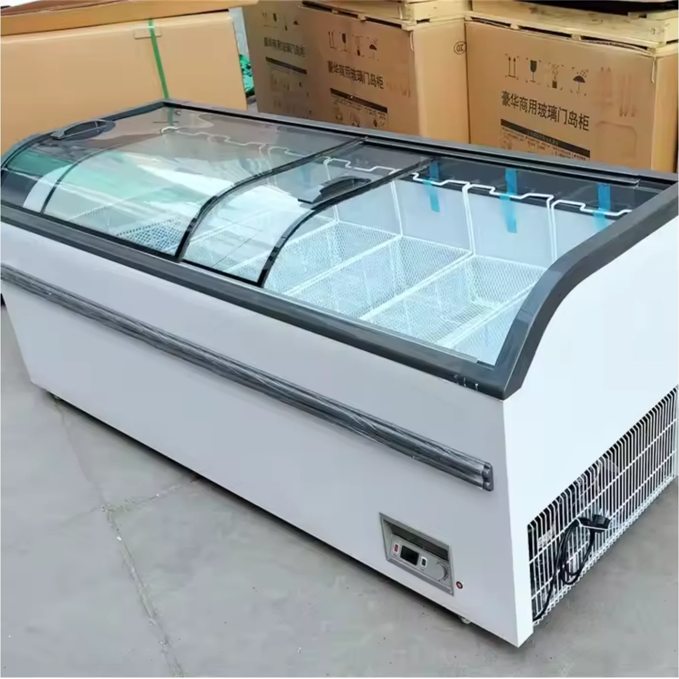 Supermarket Commercial Ice Cream Island Freezer Commercial Curved Top ...