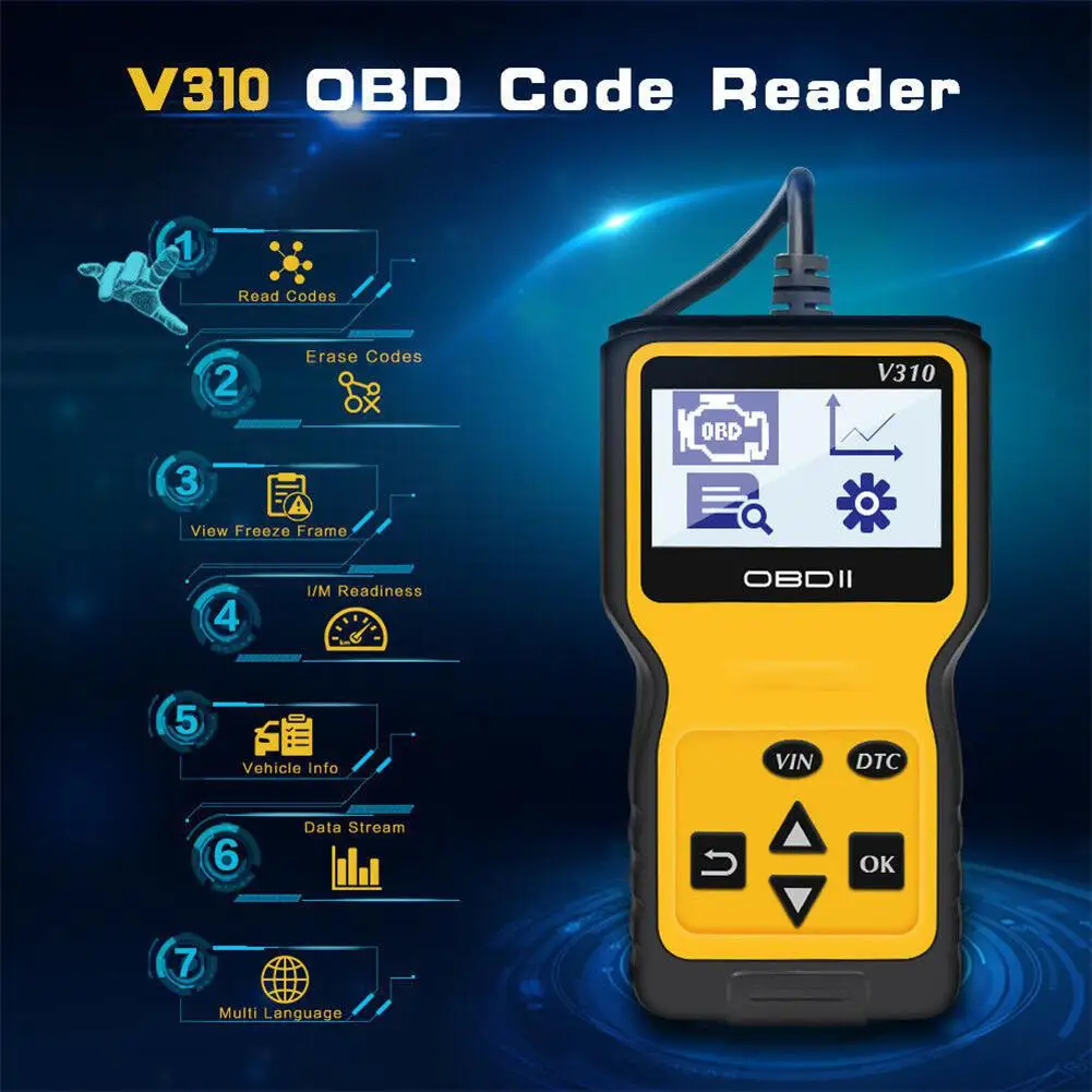 Universal Obd2 Diagnostic Tool 12v 24v Scanner Auto Code Reader Check Engine Erase Fault Codes ...