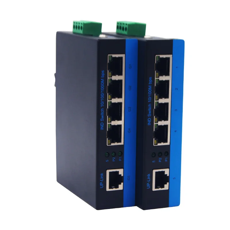 Din Rail 5-port Ethernet Switch 10/100/1000m Dc9-57v Gigabit Network ...