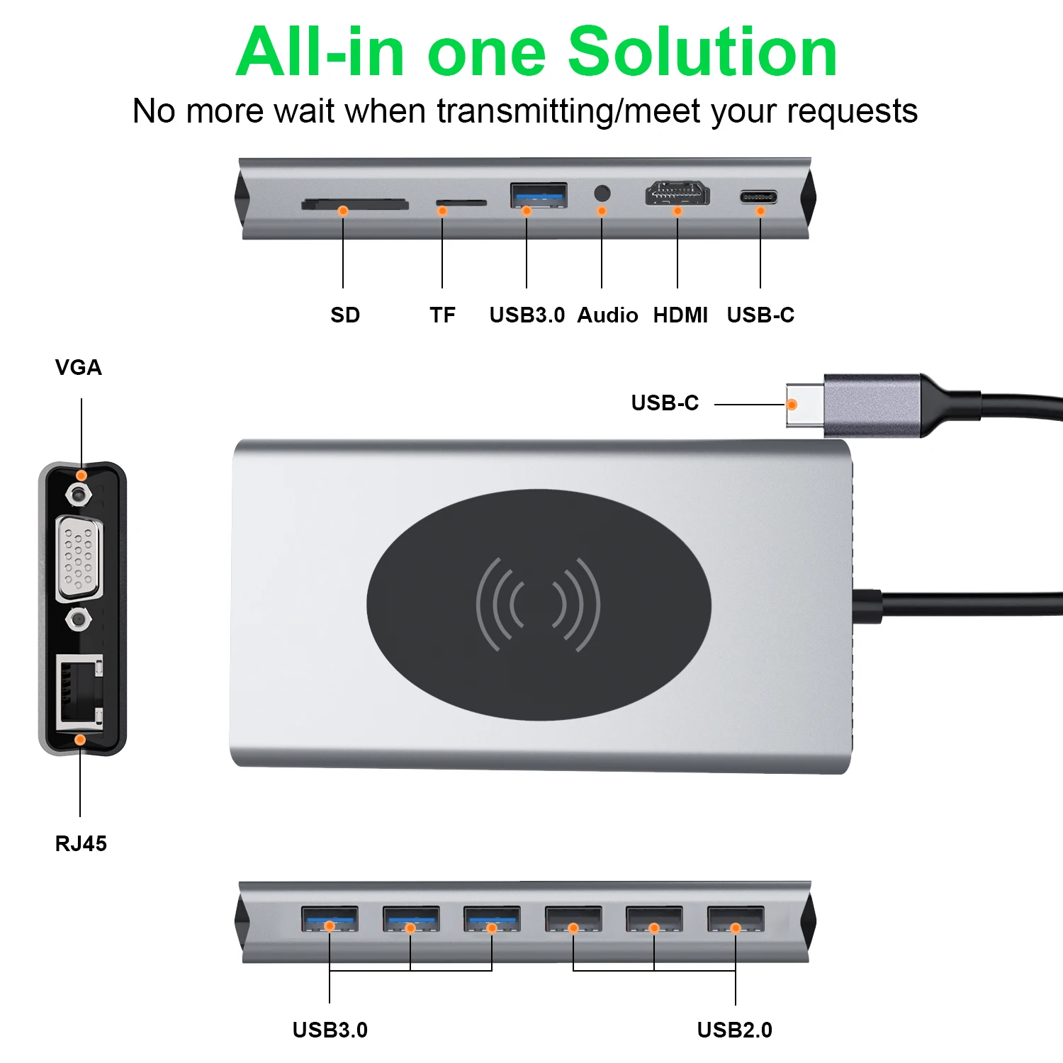 BASIX 15-in-1 Type-C Hub - Versatile Laptop Docking Station