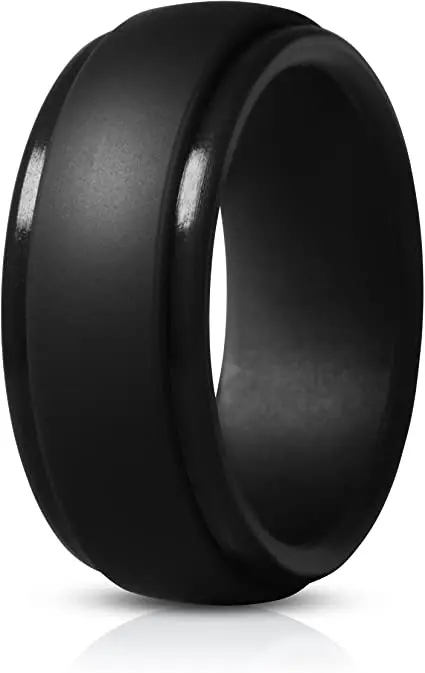 High Quality Matte Men's Black Silicone Wedding Ring