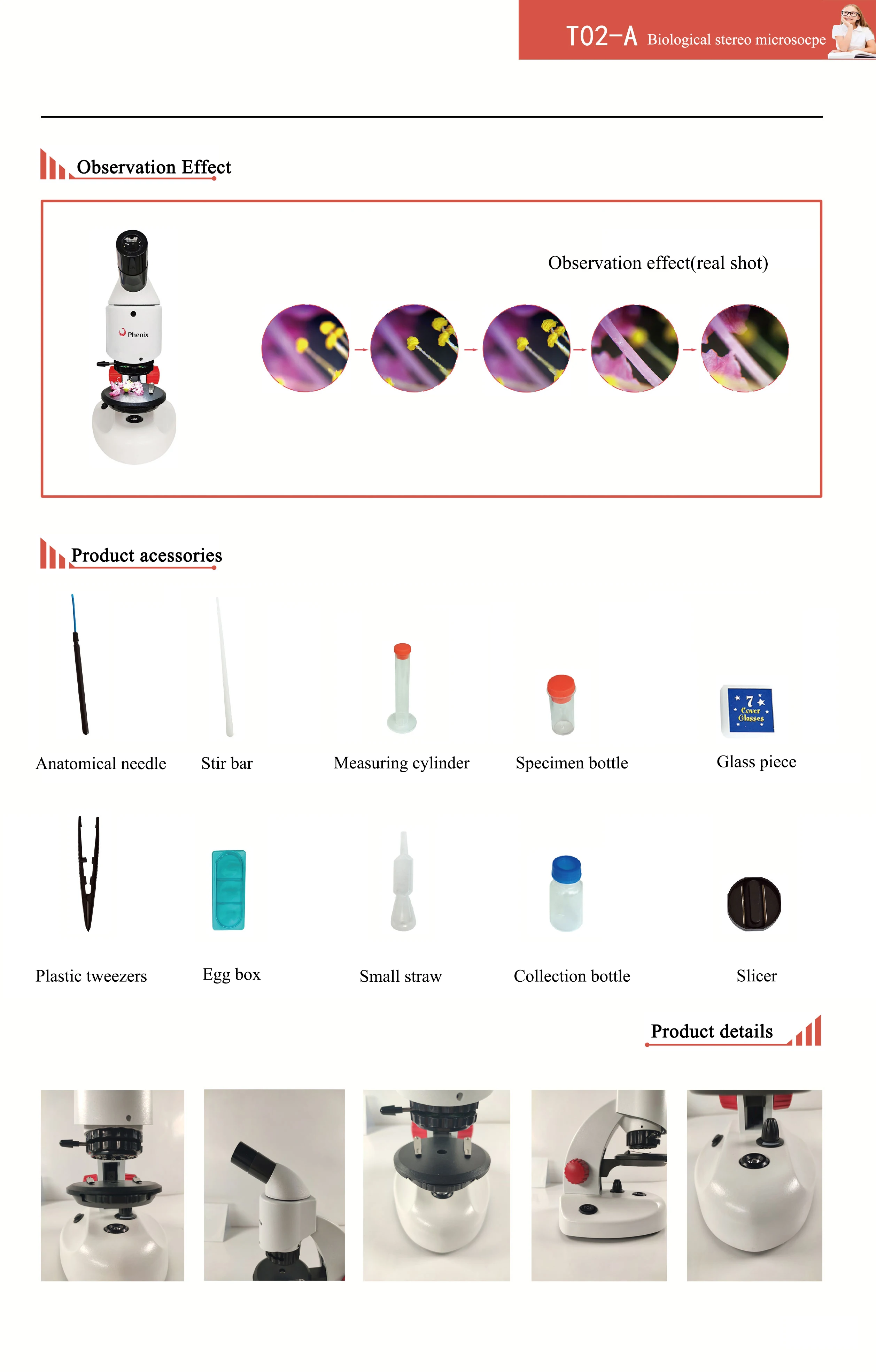 Phenix Microscope 20x-100x Dual Led Illumination Monocular Microscope ...