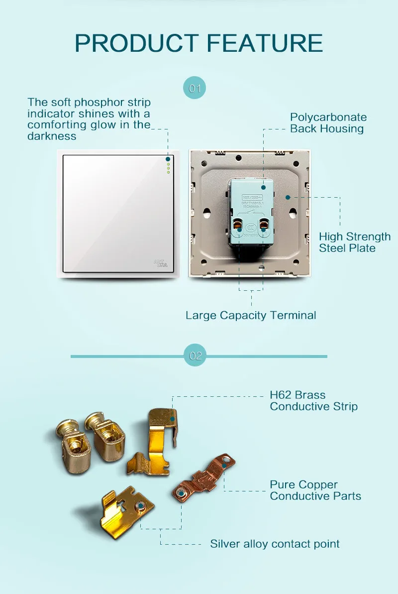 Artdna White Colorwwall Switches 2 Gang Wall Light Switch - Buy Wall ...