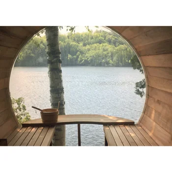 Luxury Outdoor Wood Barrel Sauna with Red Cedar Wet Steam
