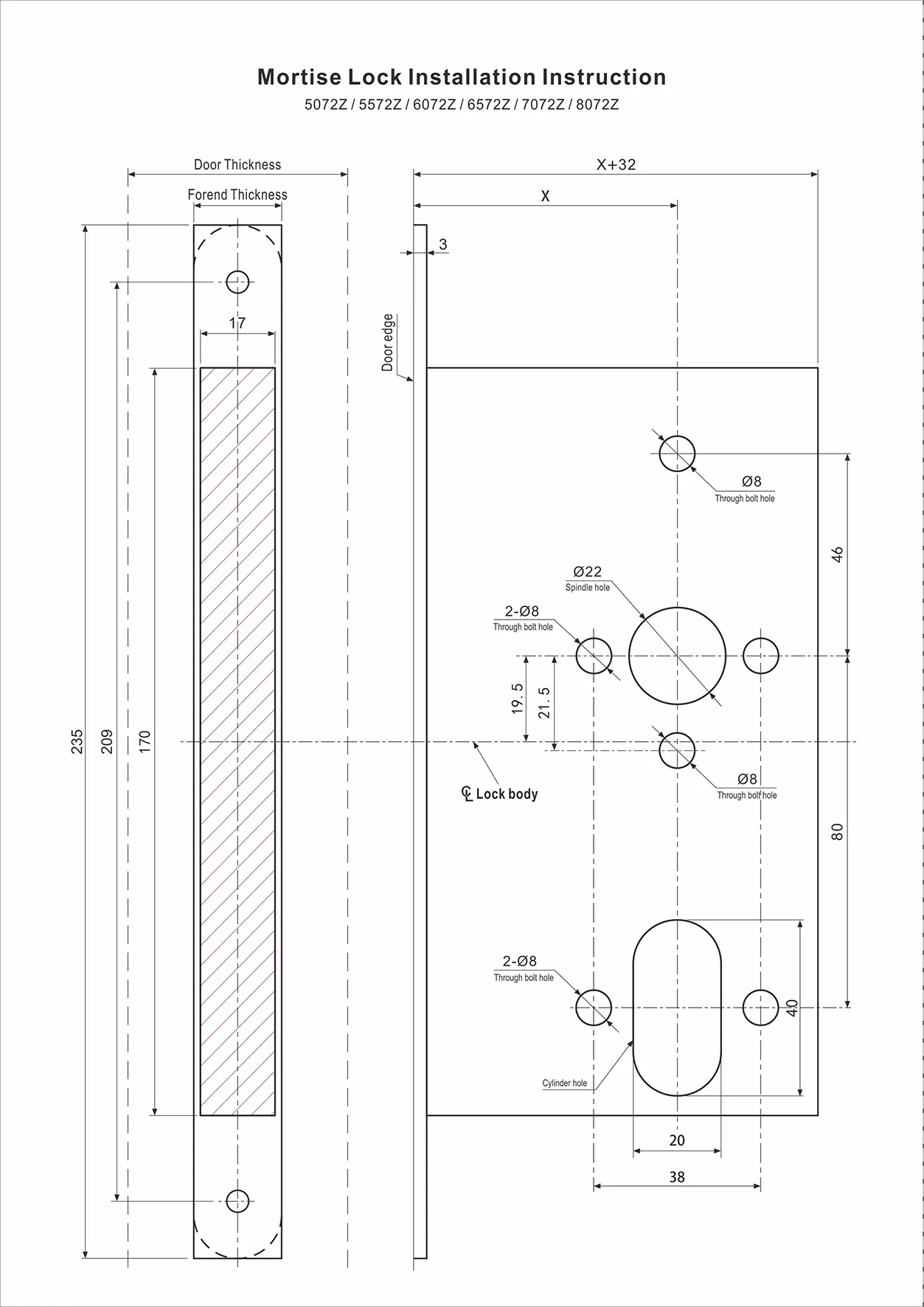 Mortise Door Lock 50sd/lock Case Used In Sliding Door/door Lock With ...