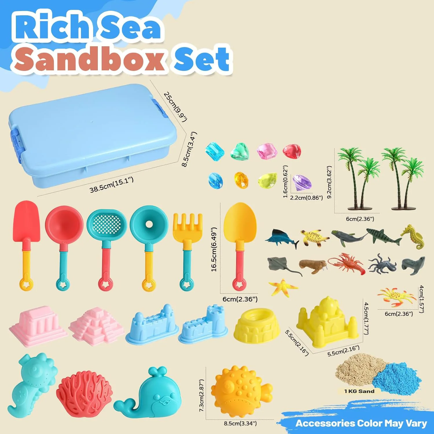 Paico Kids Ocean Sensory Bin,Play Sand Art Kit with 2.2lbs Play Sand,12 ...