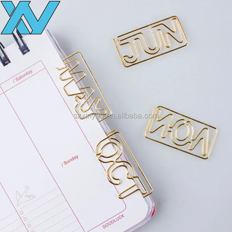 Month Week Shape Paper Clip Custom Gold Paper Clip - Buy Custom Shape ...