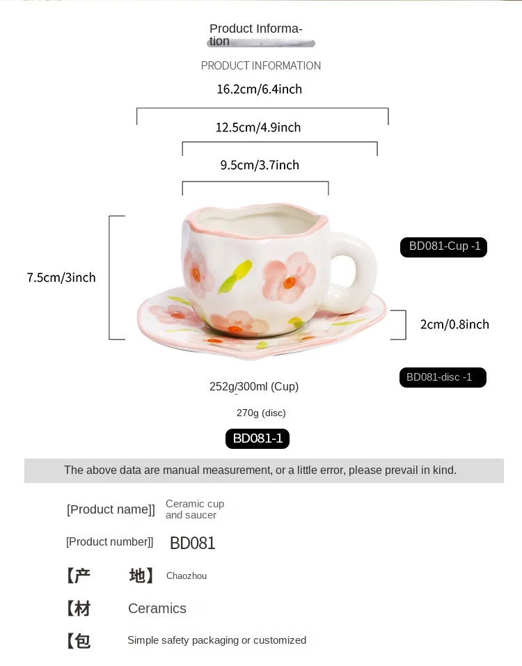 Hand-Painted Cartoon Mesh Tulip Floret Blue Sky White Clouds Underglaze ...