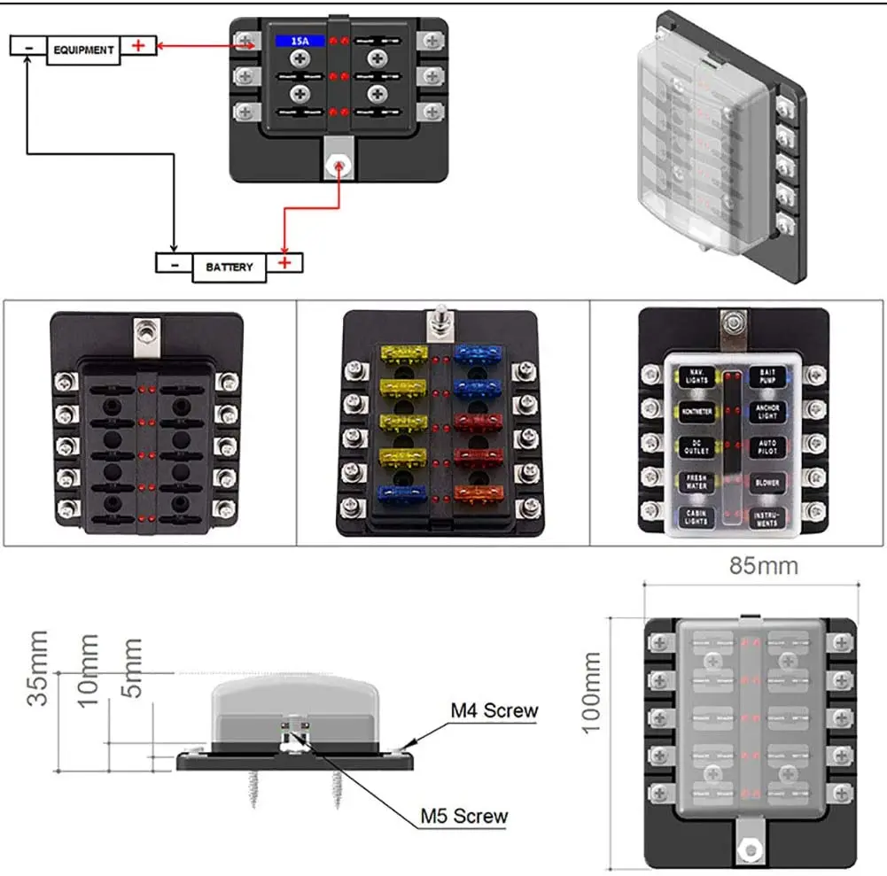 10 Way Blade Fuse Block - Reliable Car Fuse Solution
