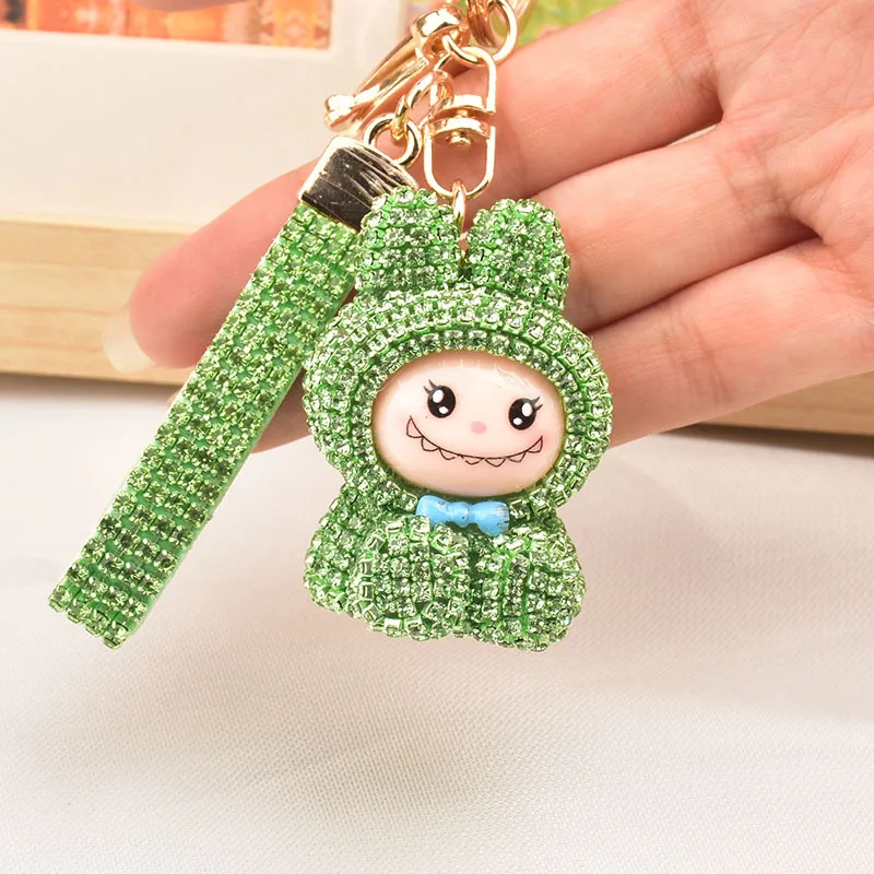 Internet Celebrity Creative Diamond Labubu Doll Car Keychain Exquisite ...