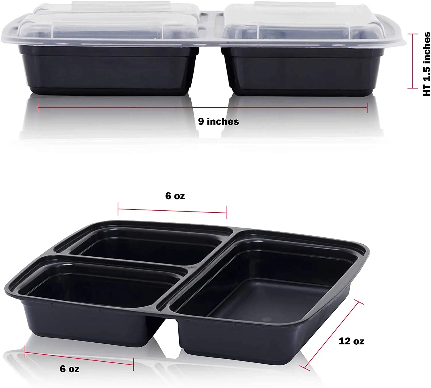 Amazon Best Seller Take Away Microwavable Meal Prep Containers 3 ...