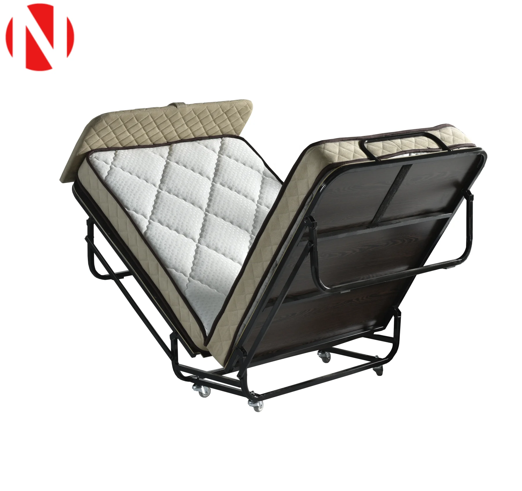 Folding Bed with Orthopedic Spring Mattress & Steel Frame