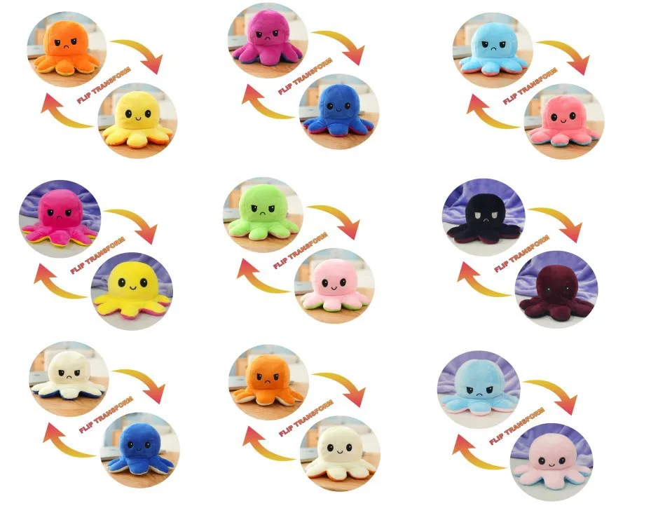 Factory Direct Sale Reversible Octopus Plush Toy, Double-Sided Flipping ...