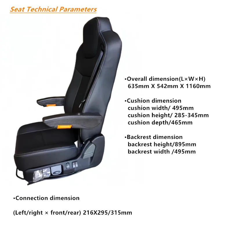 Swivel Captain Driver Seat with Adjustable Lumbar Support - OEM