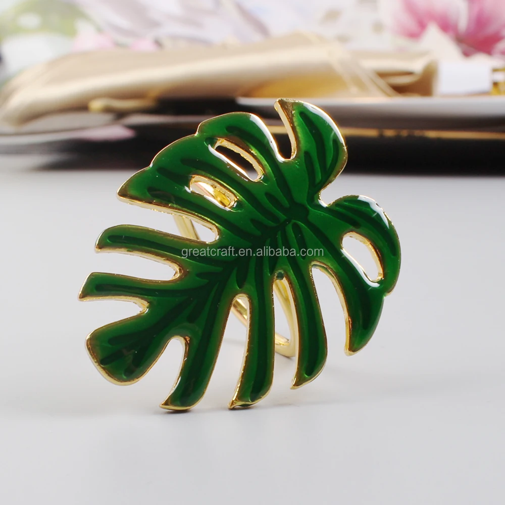 Monstera Green Leaf Napkin Rings - Sustainable & Stylish