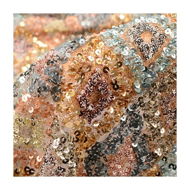 2019 New Fashion 3d Rose Gold Matte Plaid Sequin Mesh Fabric - Buy ...
