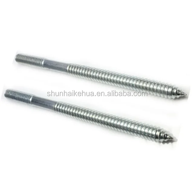 Double Two Sides Thread Screw for Wood Furniture - Zinc Plated Steel