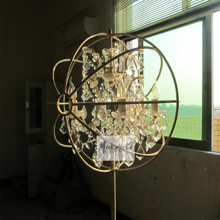 Foucault Gyro Globe Crystal Floor Lamp, Wrought Iron Decoration ...