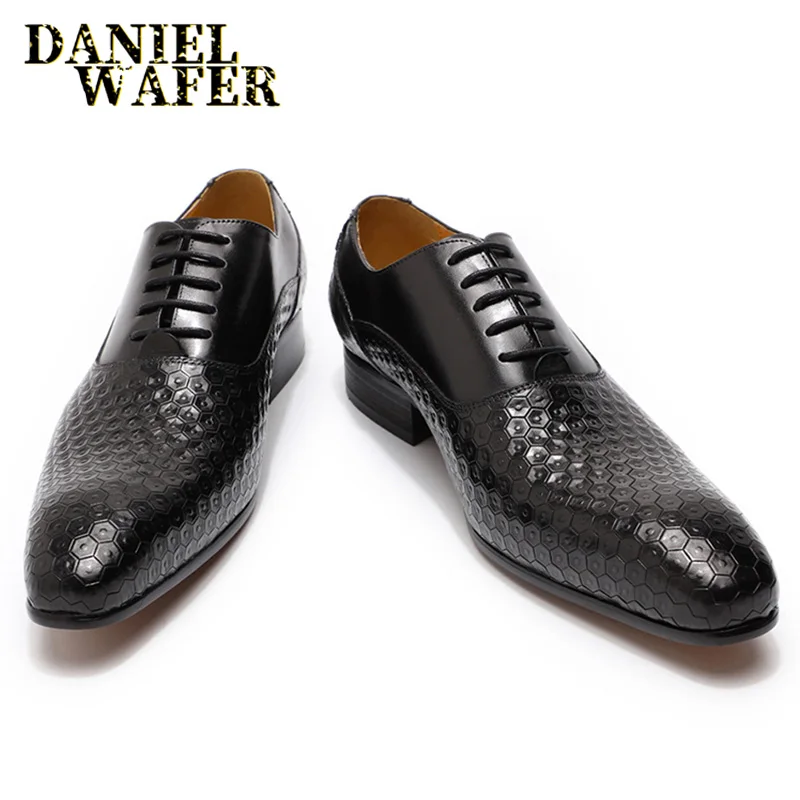 Daniel Wafer Luxury Dress Shoes - Genuine Leather Oxfords for Office ...