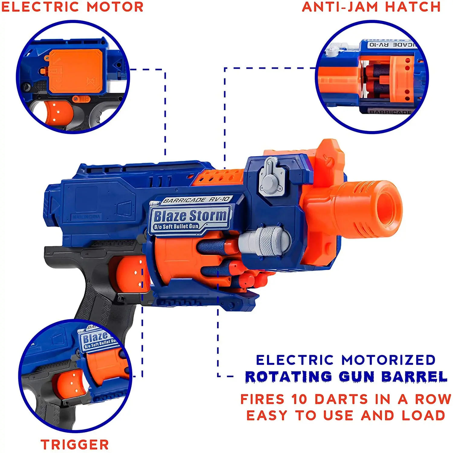Motorized Blaster Toy Gun - Long Distance Fun with Darts