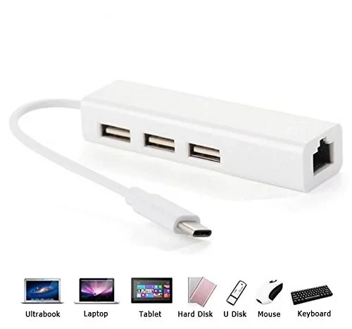 Usb 2.0 Hub Type C To Rj45 Ethernet Gigabit Lan 3 Ports Usb Adapter ...