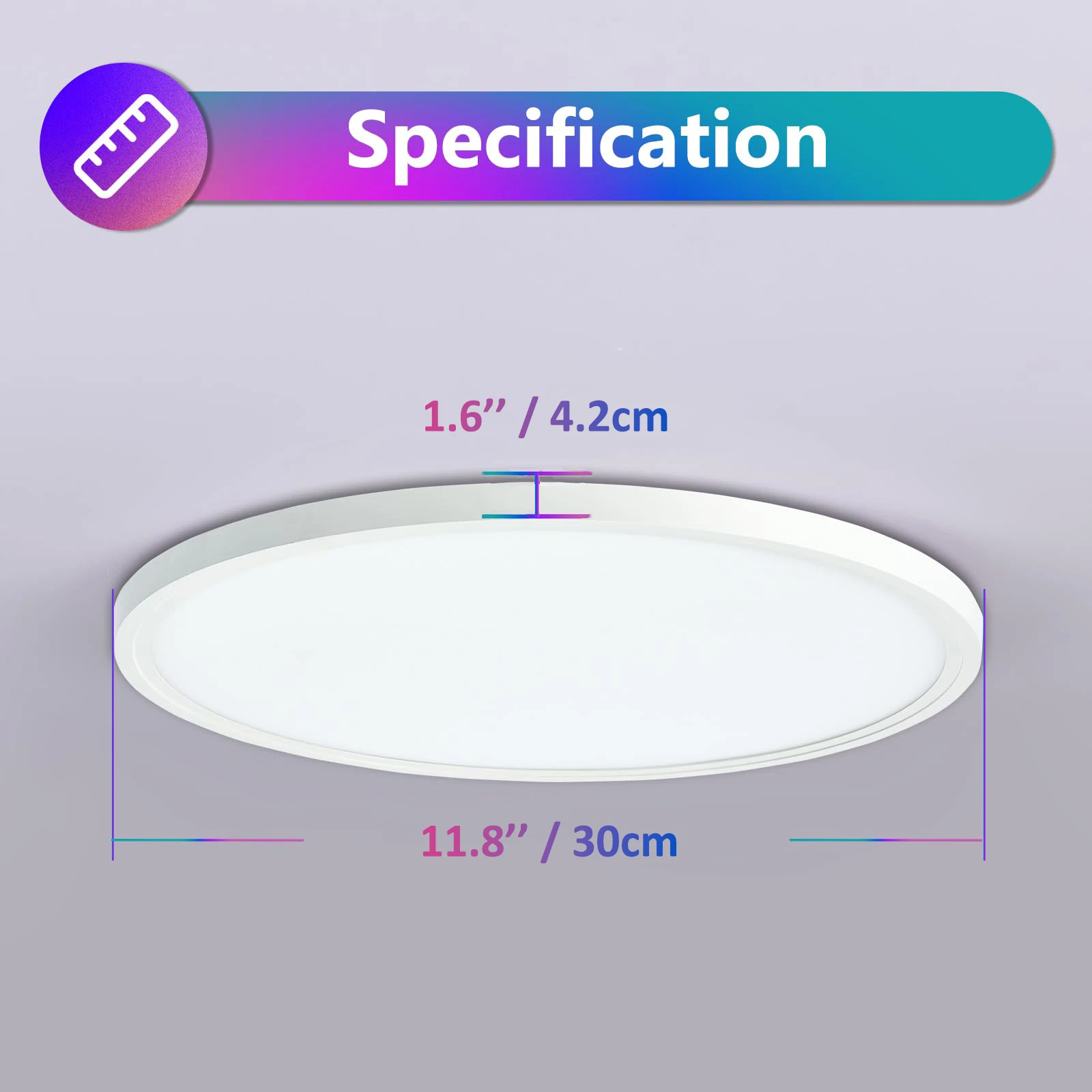 Modern White 12 Inch Ceiling Lamp Dimmable 3000-6500K CE Surface Mount ...