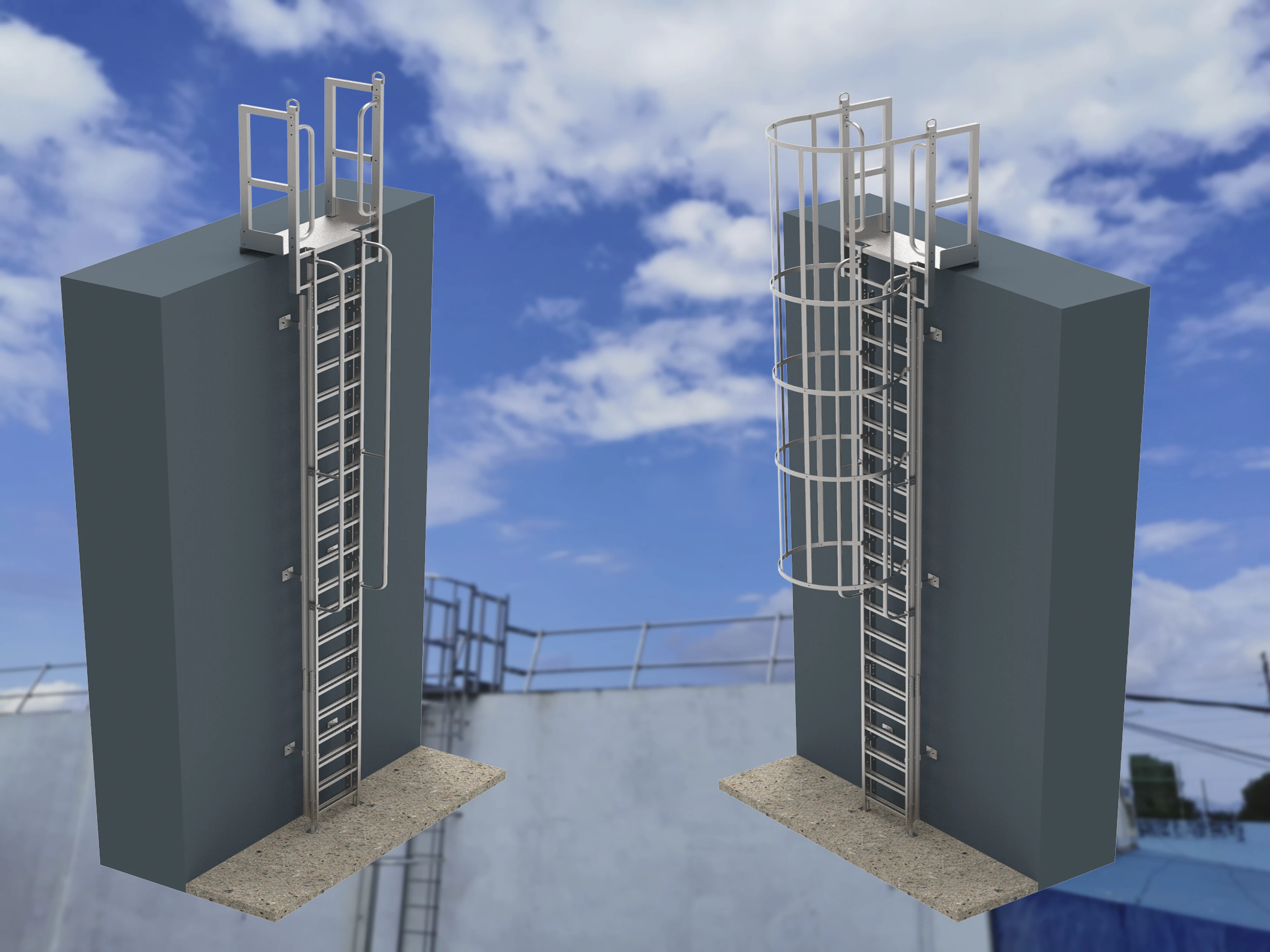 Galvanized Mild Steel Fixed Access Ladders - High Quality