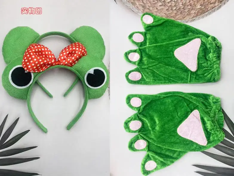 New Cute Frogs Costume Accessories Set Frogs Ears Headband Tail Bowtie ...
