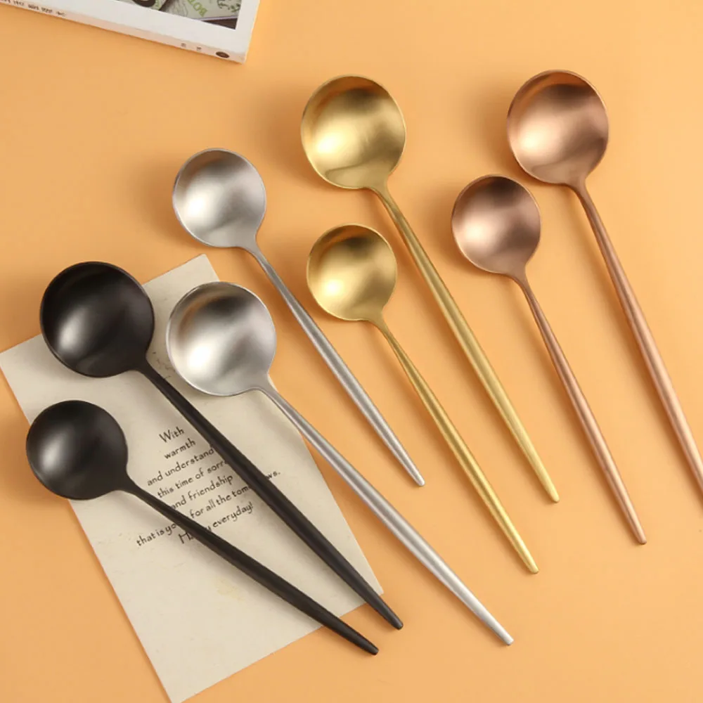 Mini Small Long Handled 304 Stainless Steel Rose Gold Teaspoon Metal ...