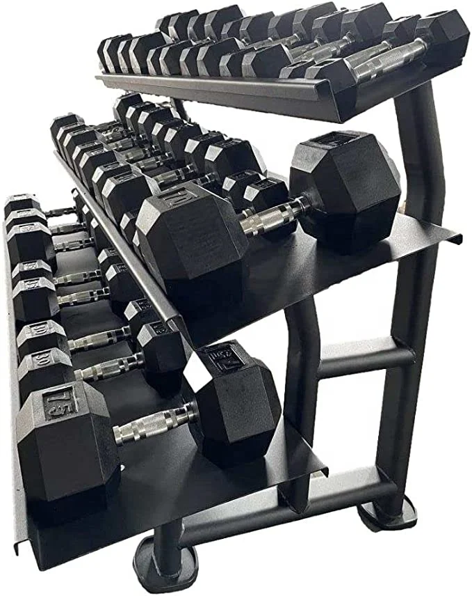 Barbell Dumbbell Storage - 3 Tier Dumbbell Rack with 15 Pairs