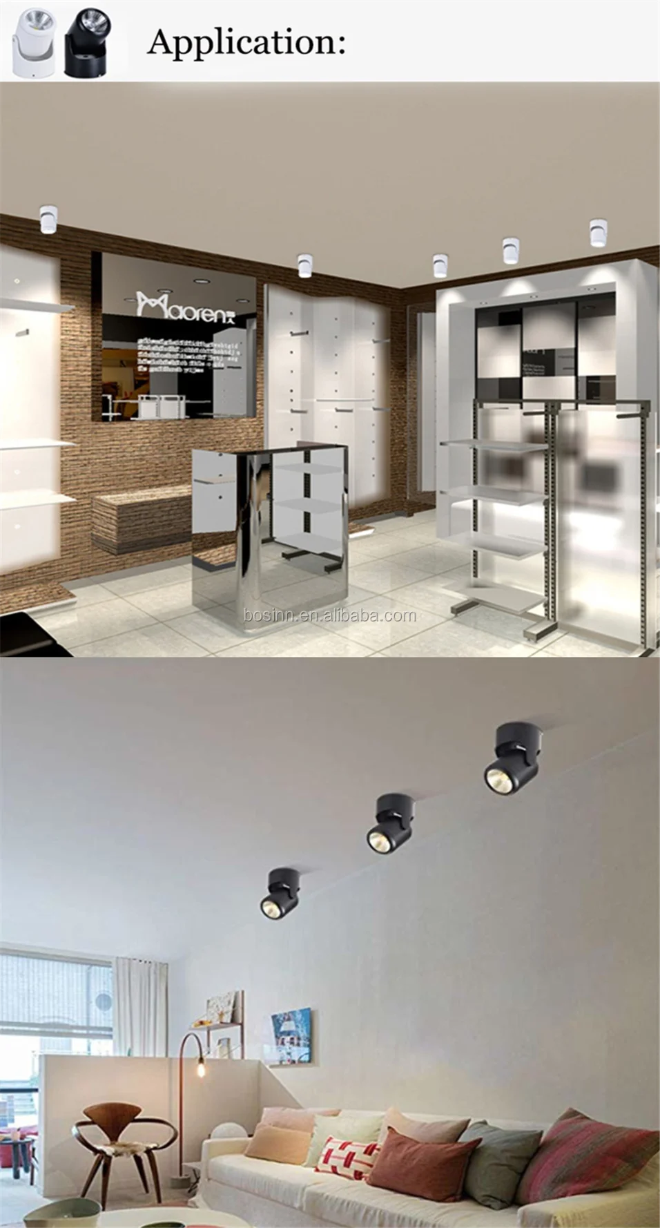 Track Lights Wall Surface Mounted Spotlight Adjustable Downlight Track ...