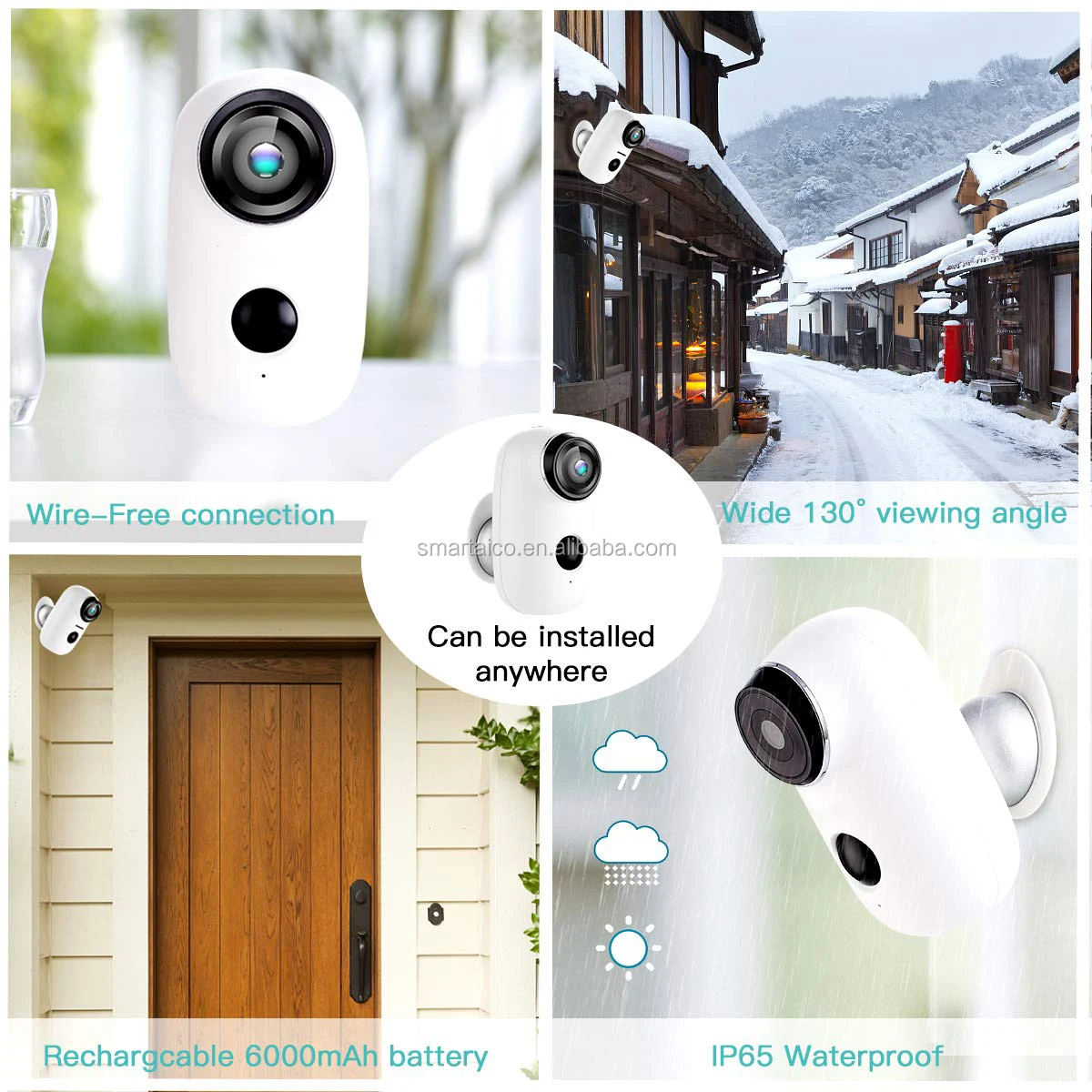 Wireless Battery Powered Camera 1080p Rechargeable Home Security System ...