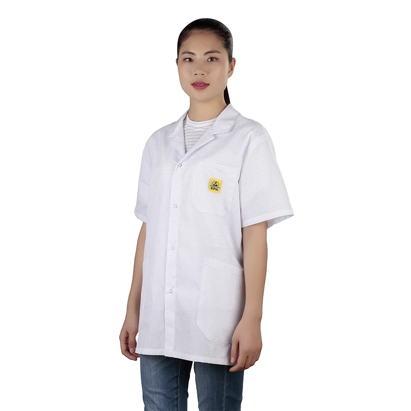 Esd Uniform Anti Static Short Sleeves Shirt Comfortable Cotton Fabric ...