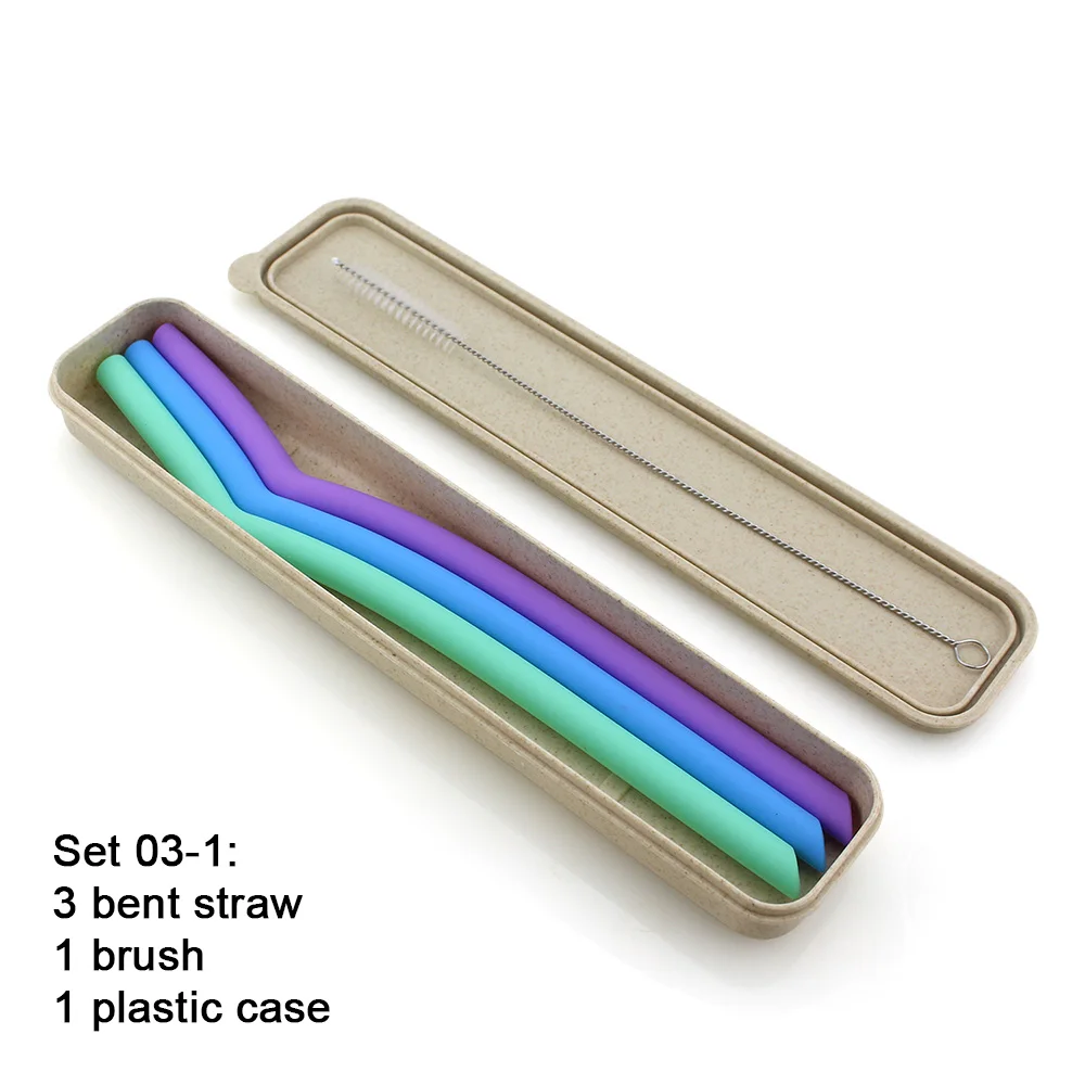 Eco Friendly Reusable Silicone Straight Drinking Straws With Cleaning