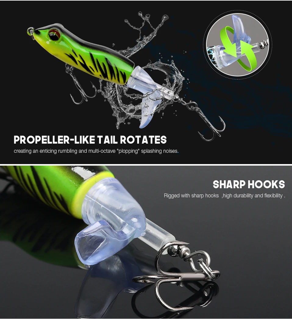 9cm 11g Topwater Frog Whopper Plopper Fishing Lures For Bass,Hard ...