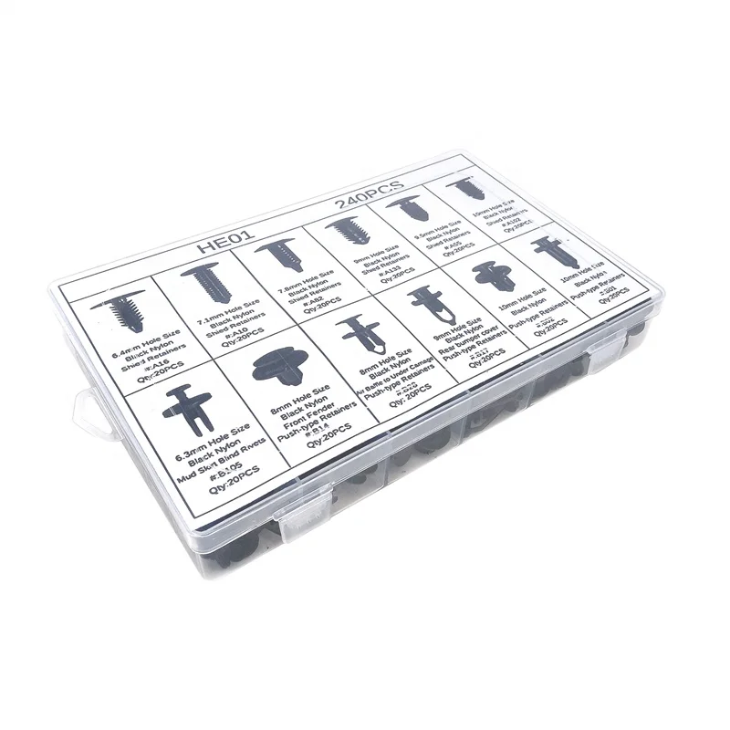 240pcs/set Universal Car Auto Body Plastic Push Pin Rivet Fasteners ...