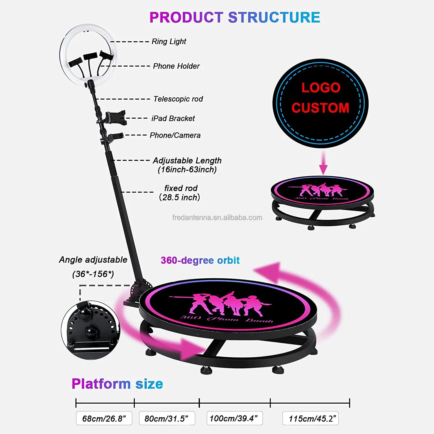 High Quality 360 Degree Spin Camera Platform Party Revolve Selfie Fully ...