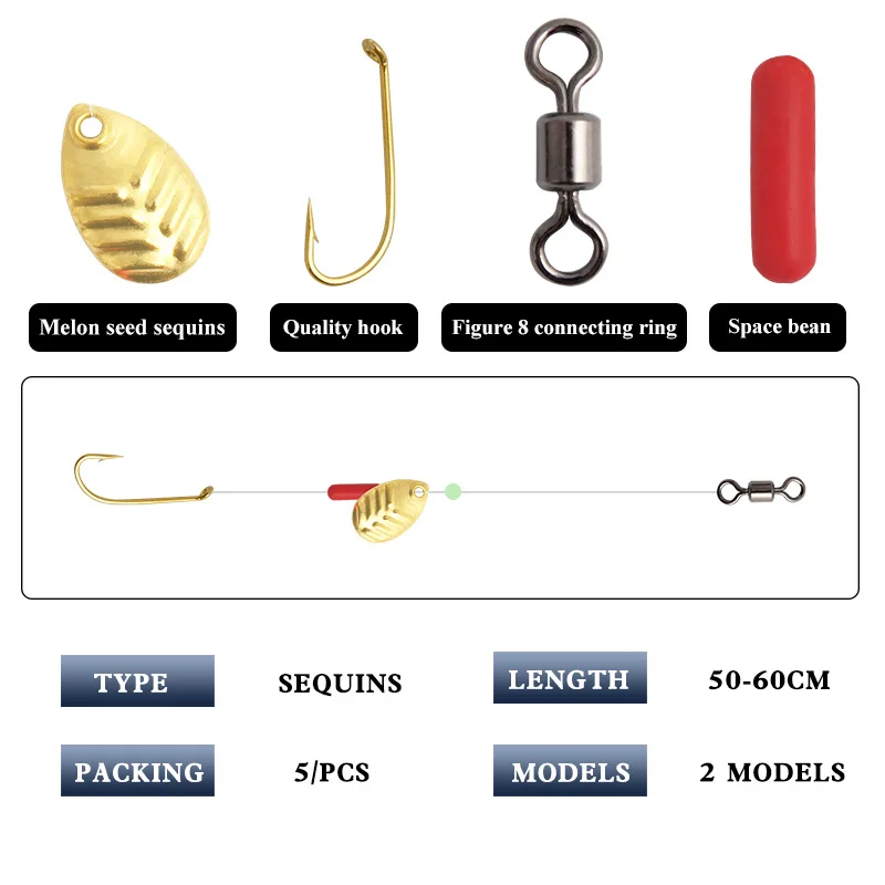 Melon Seed Spinner Bait Set Pre-Tied Fishing Line for Small Fish ...