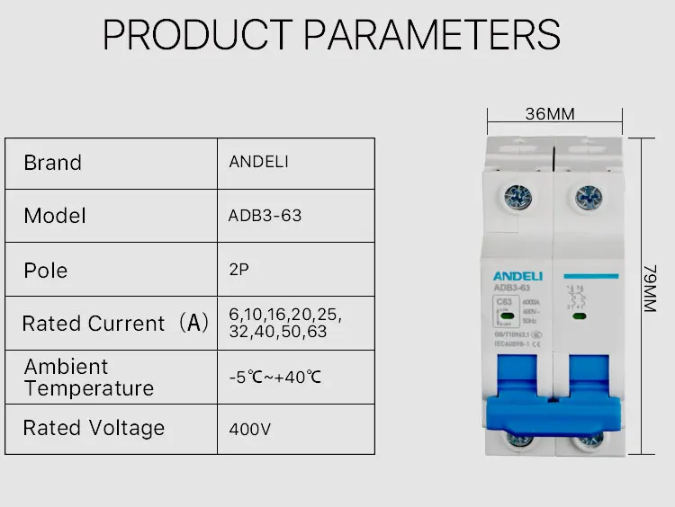 Andeli Mcb Adb3-63-2p Mcb Circuit Breakers - Buy Mcb Circuit Breakers ...