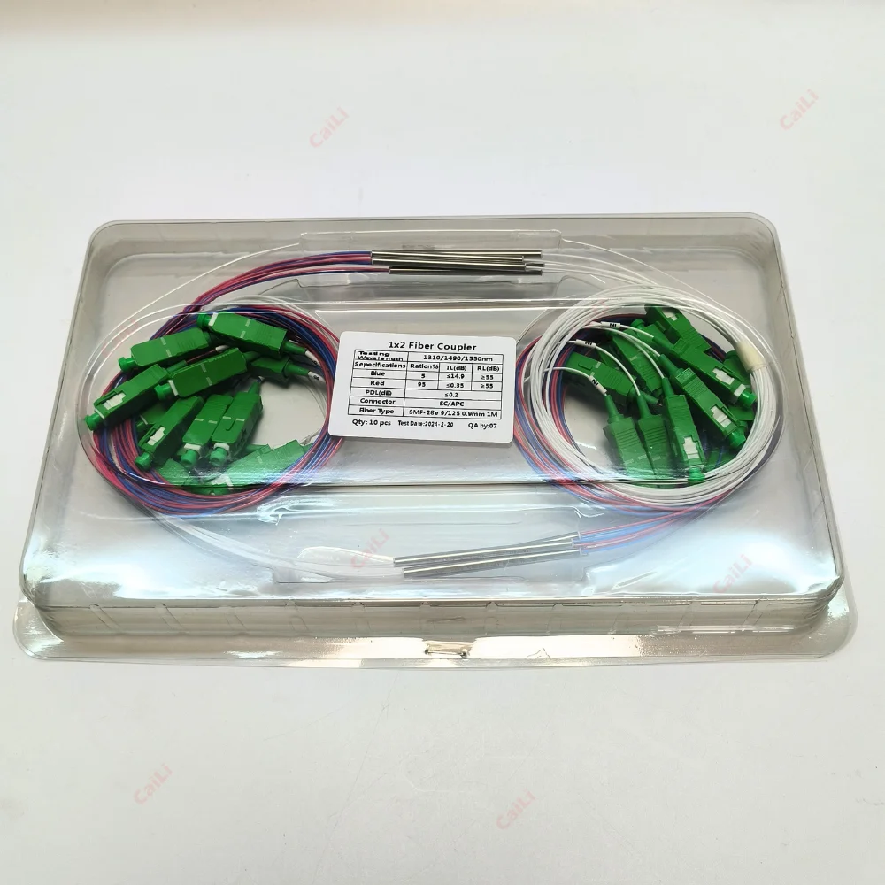10pcs/lot Fiber Optic Fbt Splitter With Connector Sc Apc 1x2 0.9mm ...