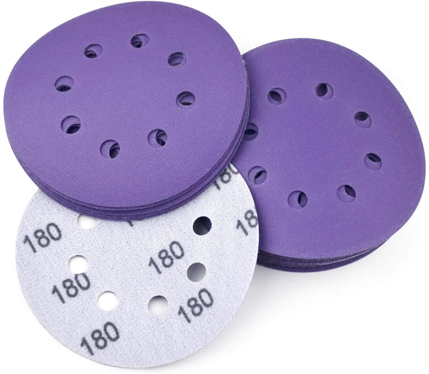 5 Inch 8 Holes Sanding Discs 180 Grit Sander Disc For Random Orbital ...