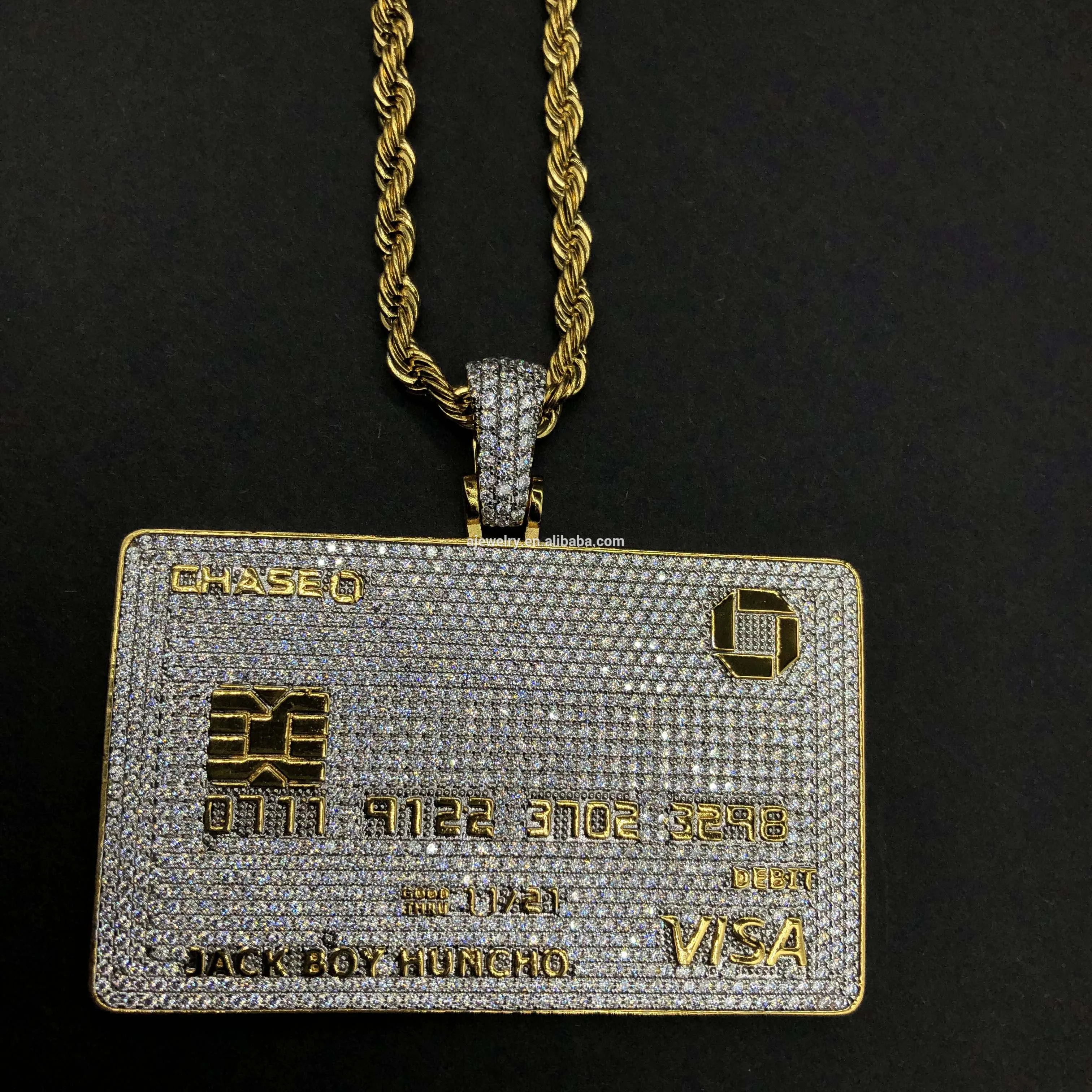 Hiphop Iced Out 18k Gold Plated Credit Card Pendant - Buy Iced Out ...